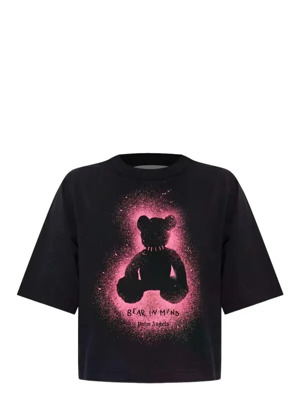 Palm Angels Bear Spray-effect T-shirt - 1068|black Fuchsia